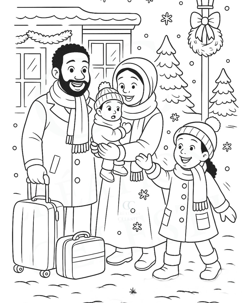Winter Village Coloring Book, Christmas Magic, Playful Illustrations ...