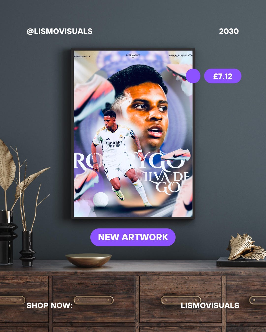 Rodrygo Real Madrid Poster | Football Wall Art | La Liga Print | Gift ...
