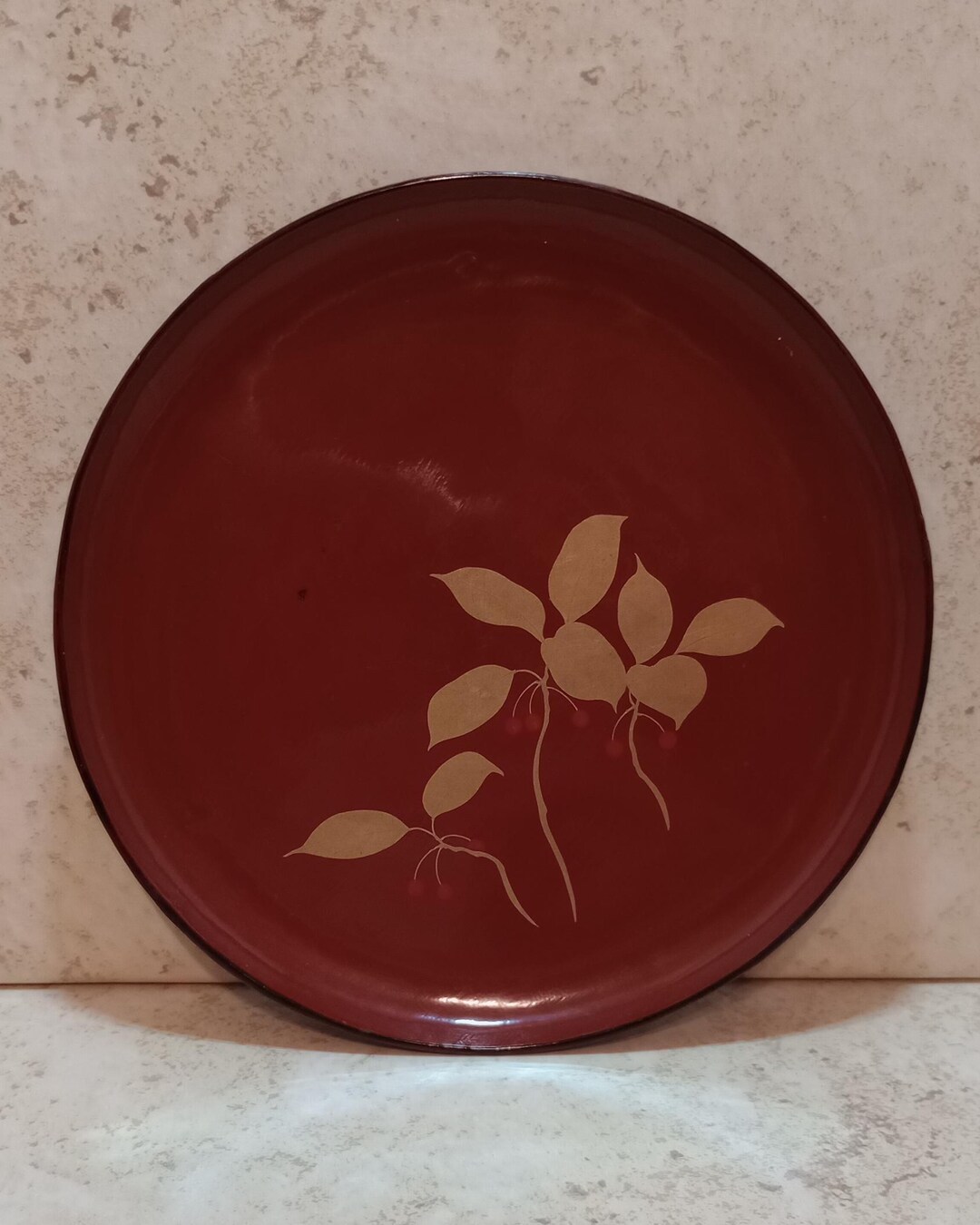 Vintage Japanese Lacquerware Red With Gold Botanical Design Small 6 ...
