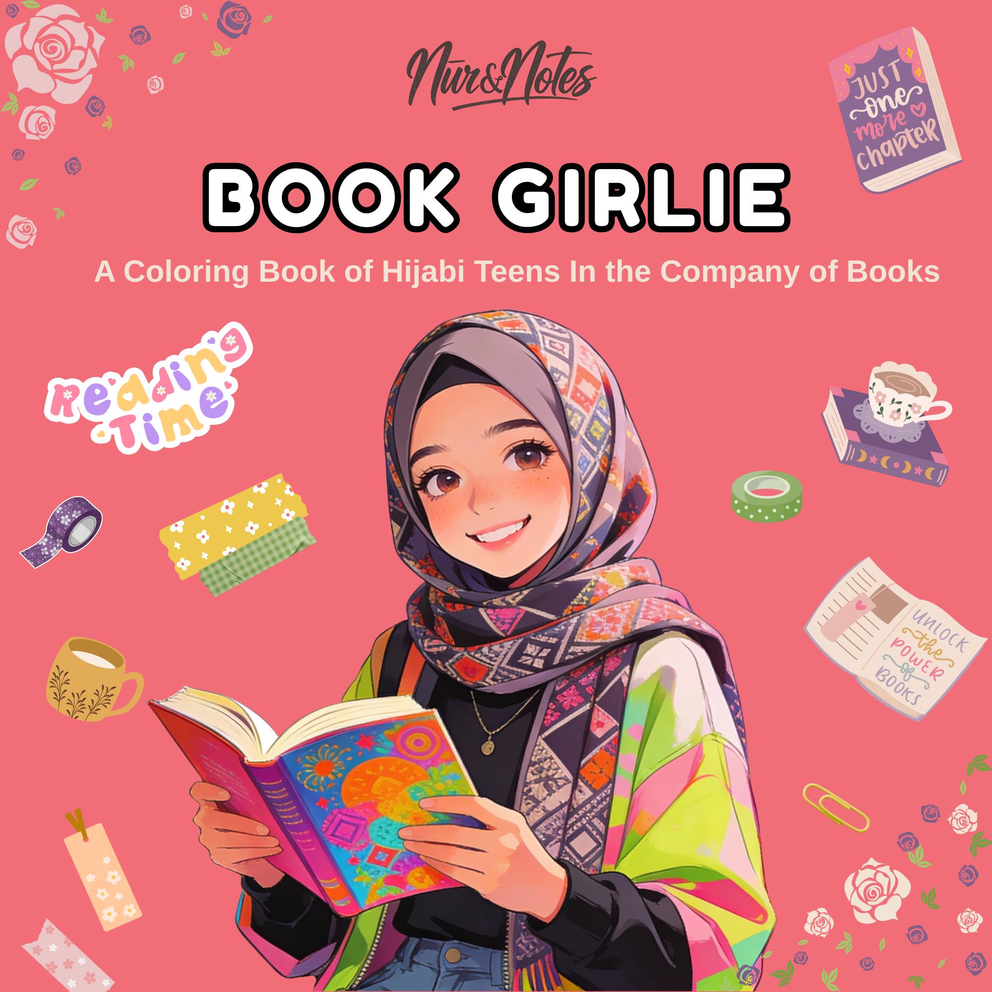 Book Girlie - Coloring Pages of Hijabi Teens in the Company of Books - Etsy
