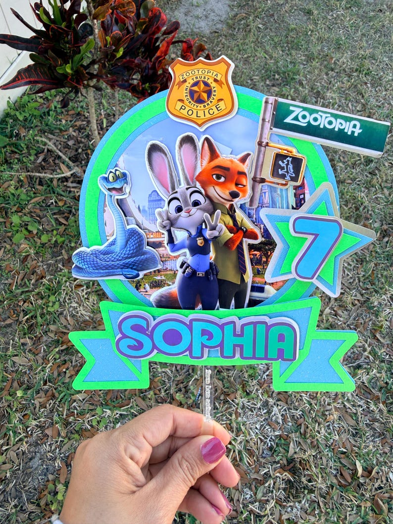 Personalized Zootopia Birthday Cake Topper, Custom Party Decor - Etsy