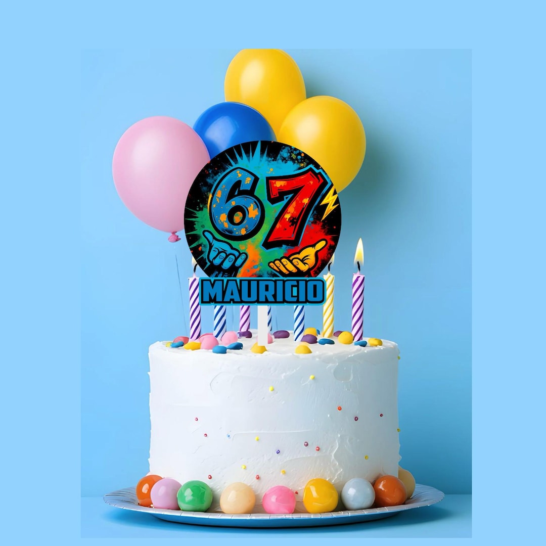 Six Seven Cake Topper Birthday, Six Seven Party, 6-7 Face Toppers, Six ...