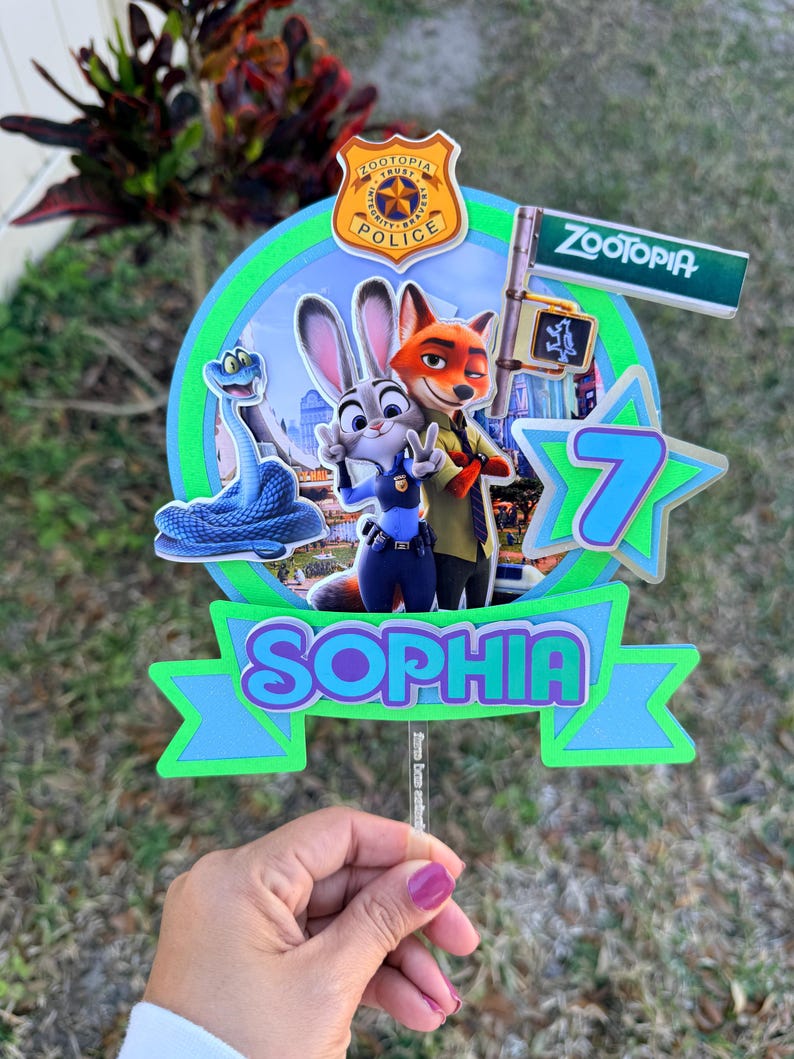 Personalized Zootopia Birthday Cake Topper, Custom Party Decor - Etsy
