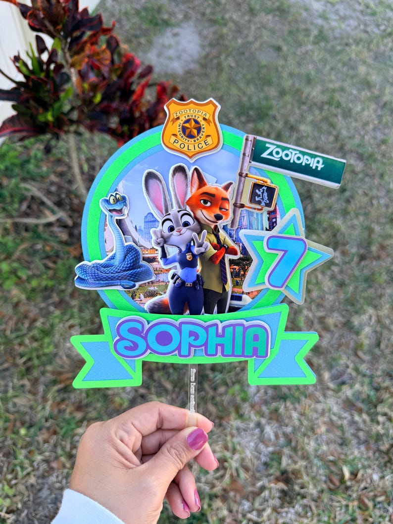 Personalized Zootopia Birthday Cake Topper, Custom Party Decor - Etsy