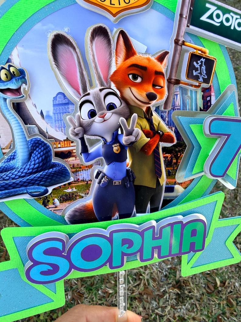 Personalized Zootopia Birthday Cake Topper, Custom Party Decor - Etsy
