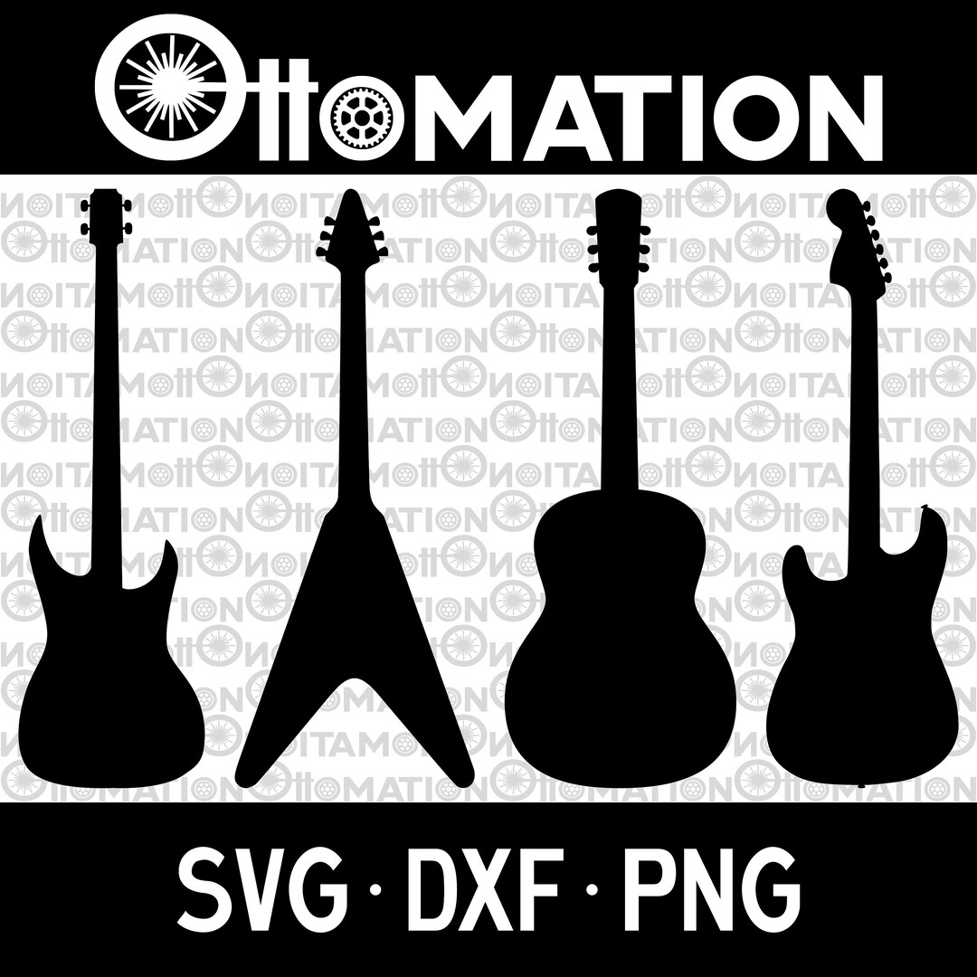 Guitar Silhouettes SVG/DXF/PNG, Instant Digital Download for Silhouette ...