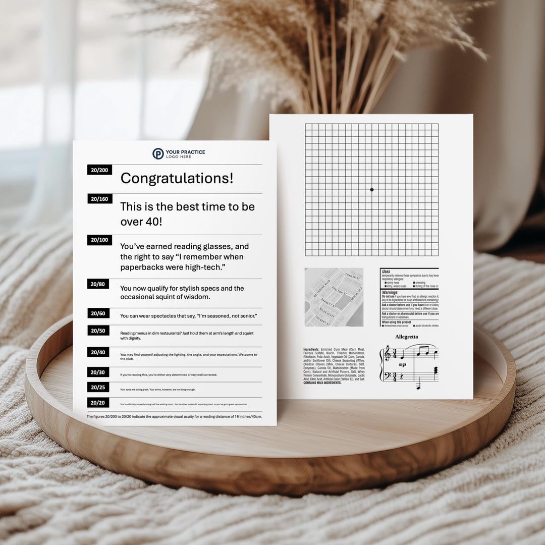 Near Vision Card LAMINATED | Customize & Add Practice Logo ...