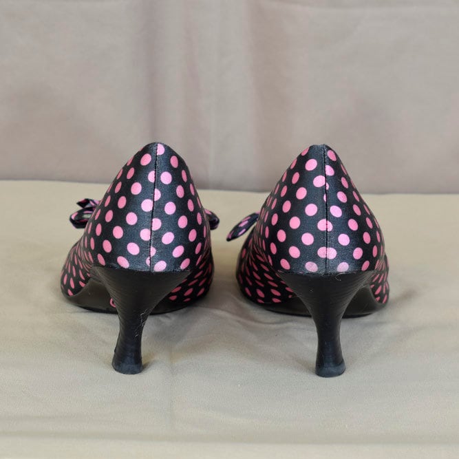 Sofft Black With Pink Polkadot Pumps, Open Toe With Bow, Size 9.5 M - Etsy