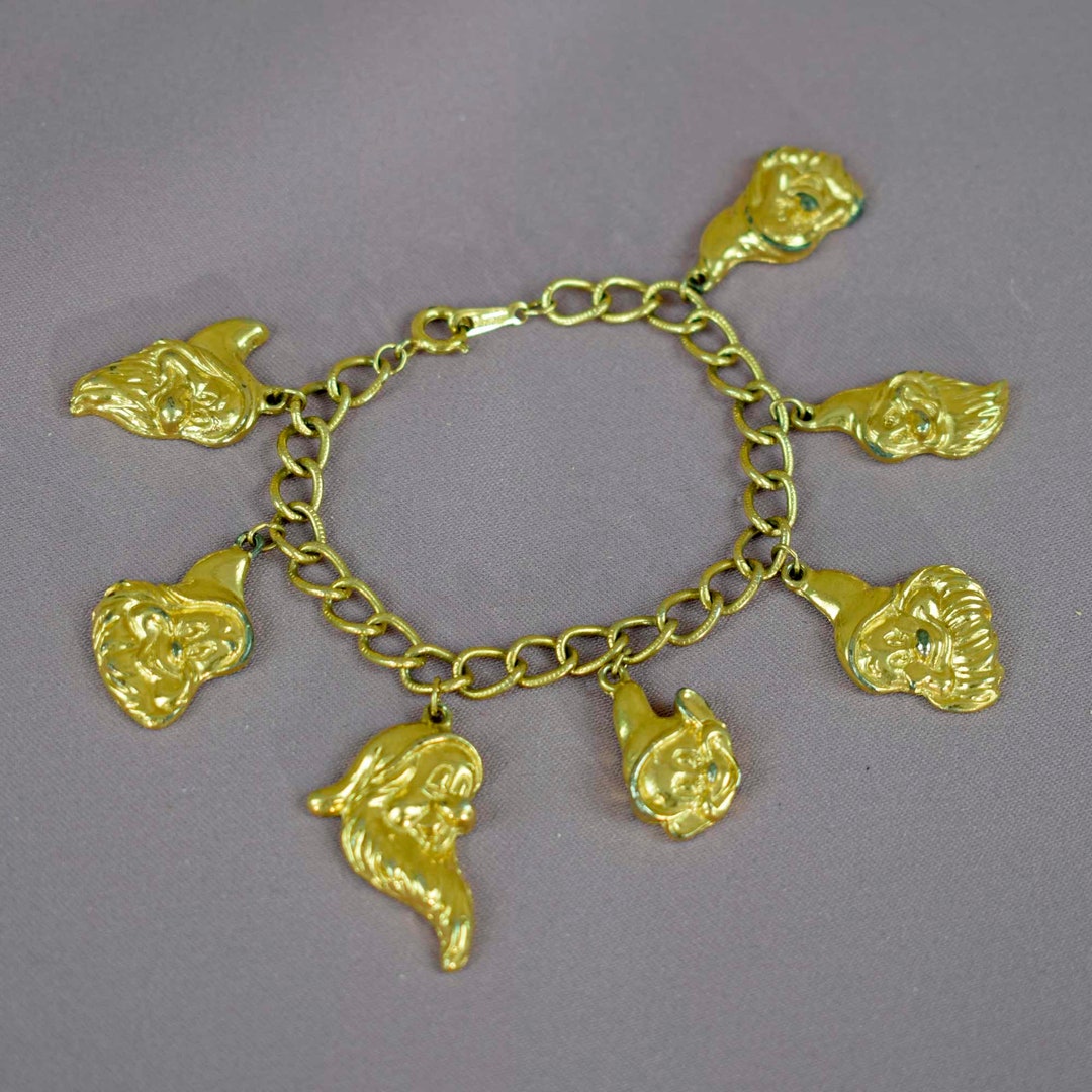Official Disney Seven Dwarfs Charm Bracelet, Gold Tone, Child Size - Etsy