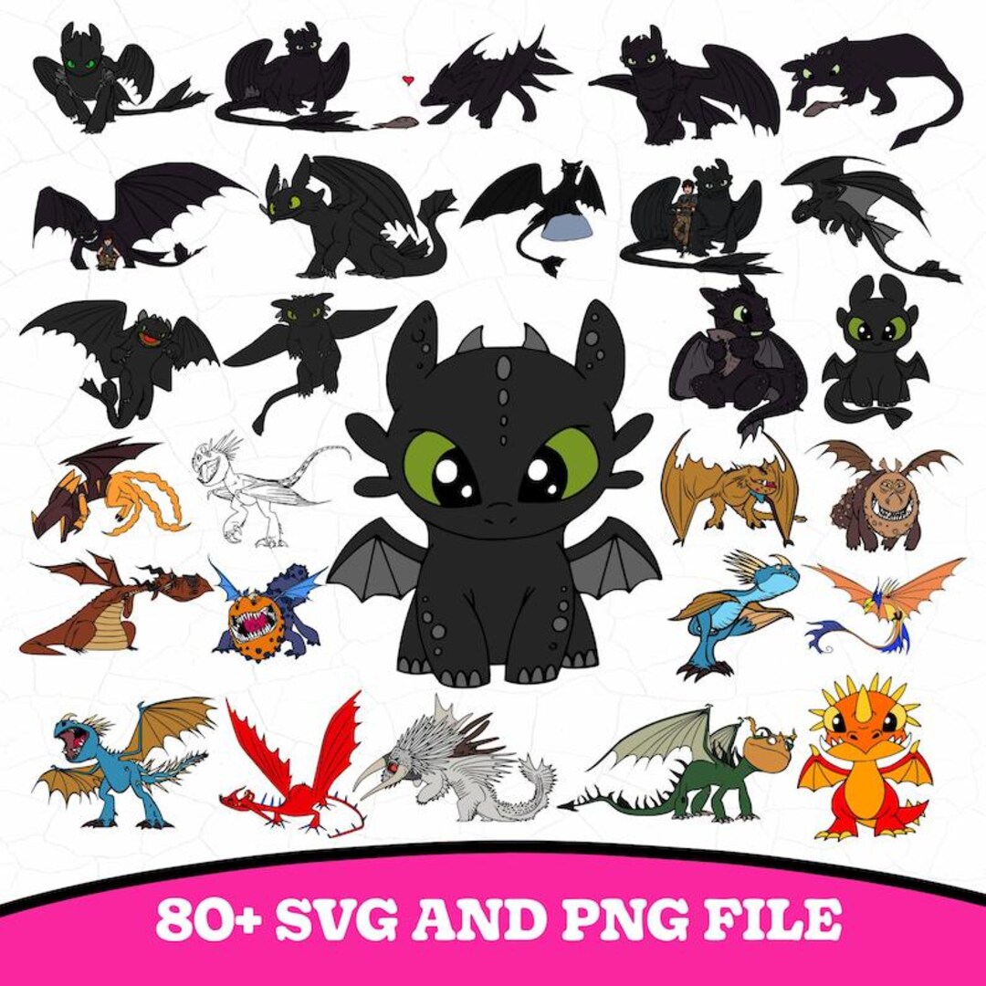 Toothless Svg Png Bundle, Dragon Toothless Png, Night Fury Dragon Svg ...