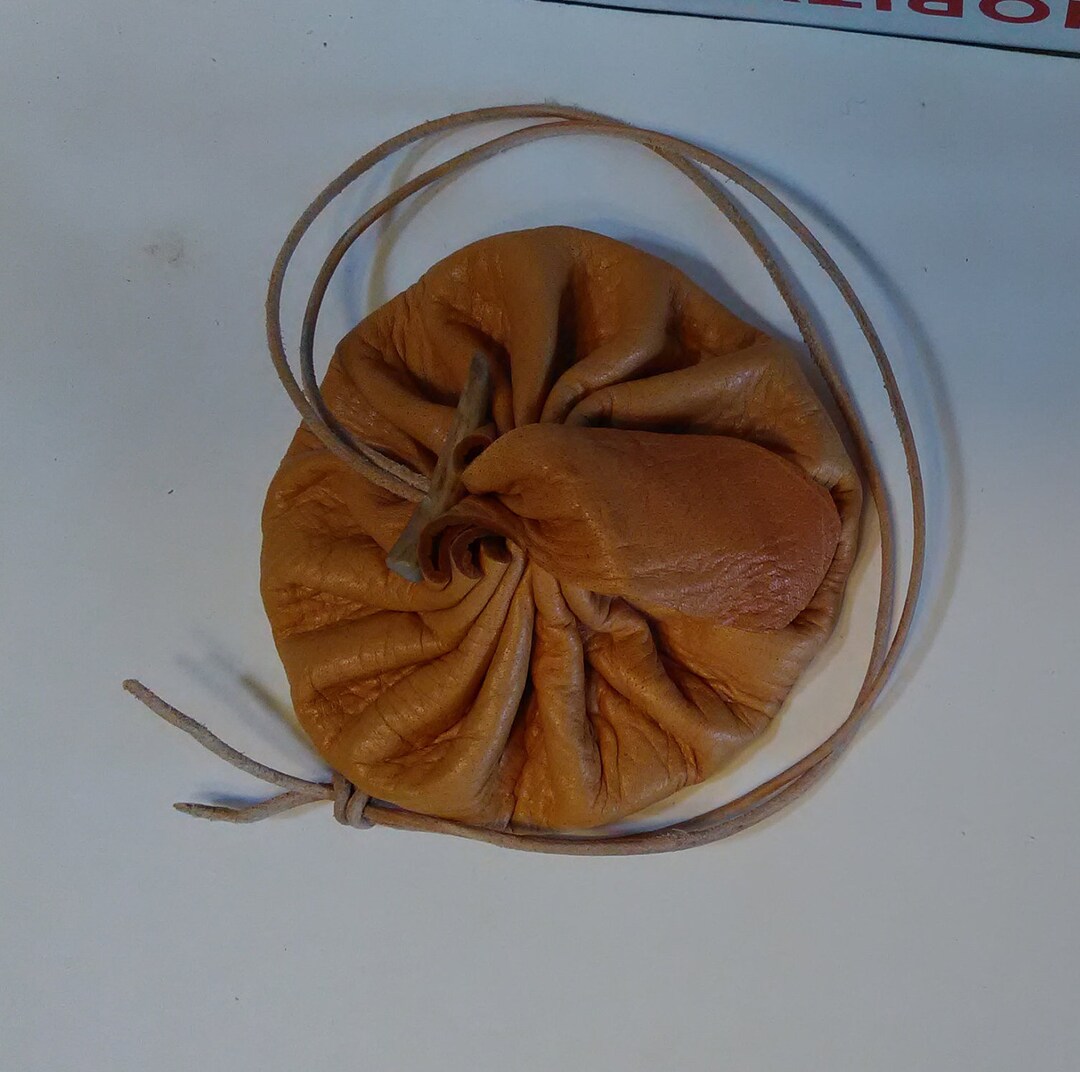 4" Deerskin Leather Drawstring Circle Crystal, Coin. Rune, Pouch Bag - Etsy