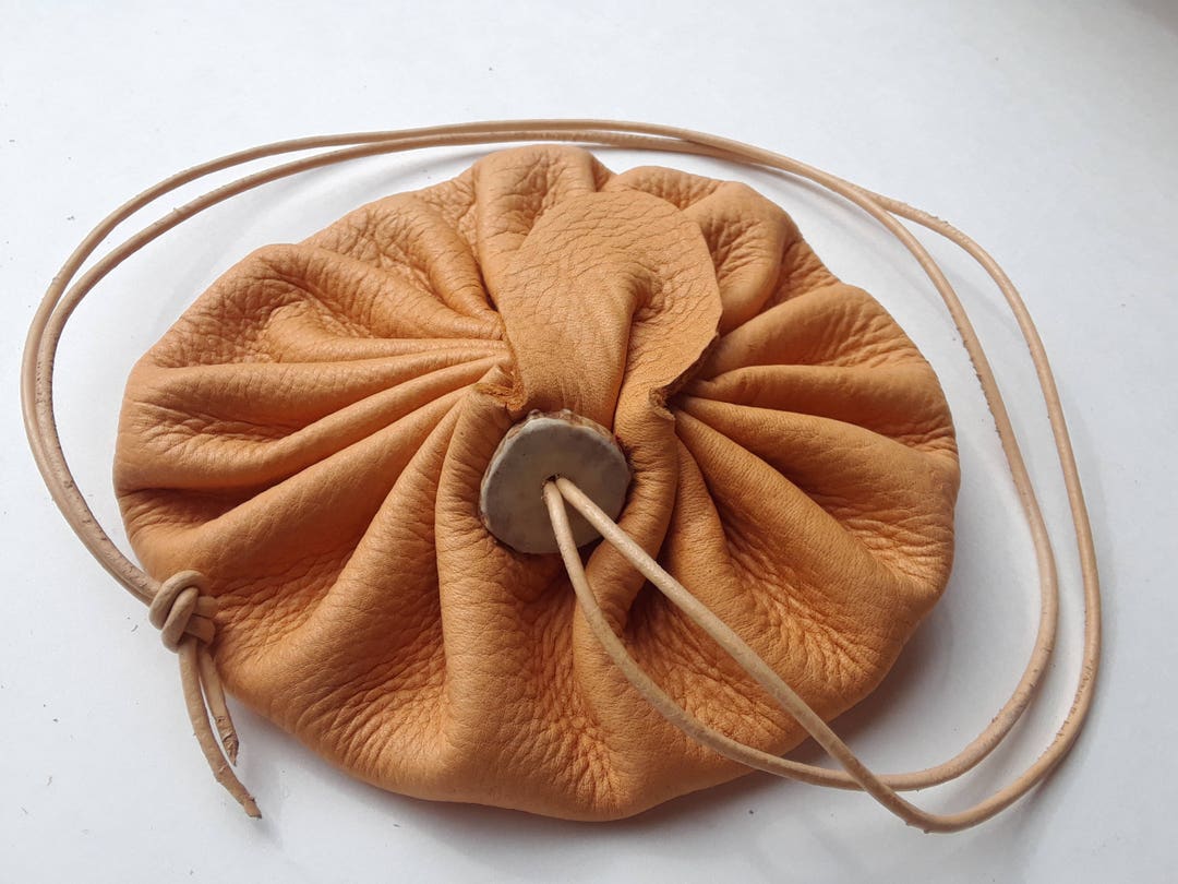 5" Deerskin Leather Drawstring Pouch Coin, Circle Bag - Etsy