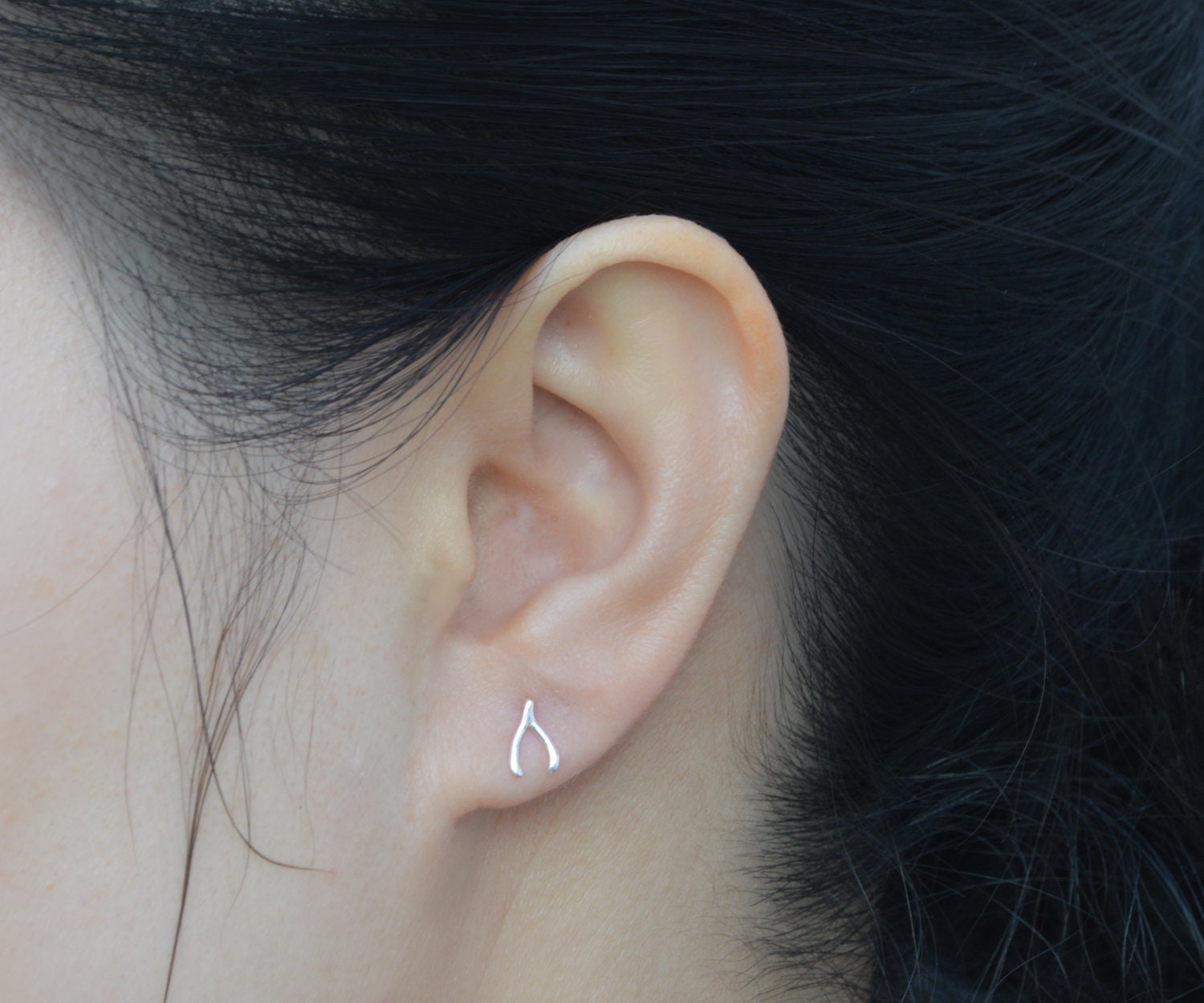 Little Wish Bone Earring Studs in Sterling Silver, Everyday Earrings ...