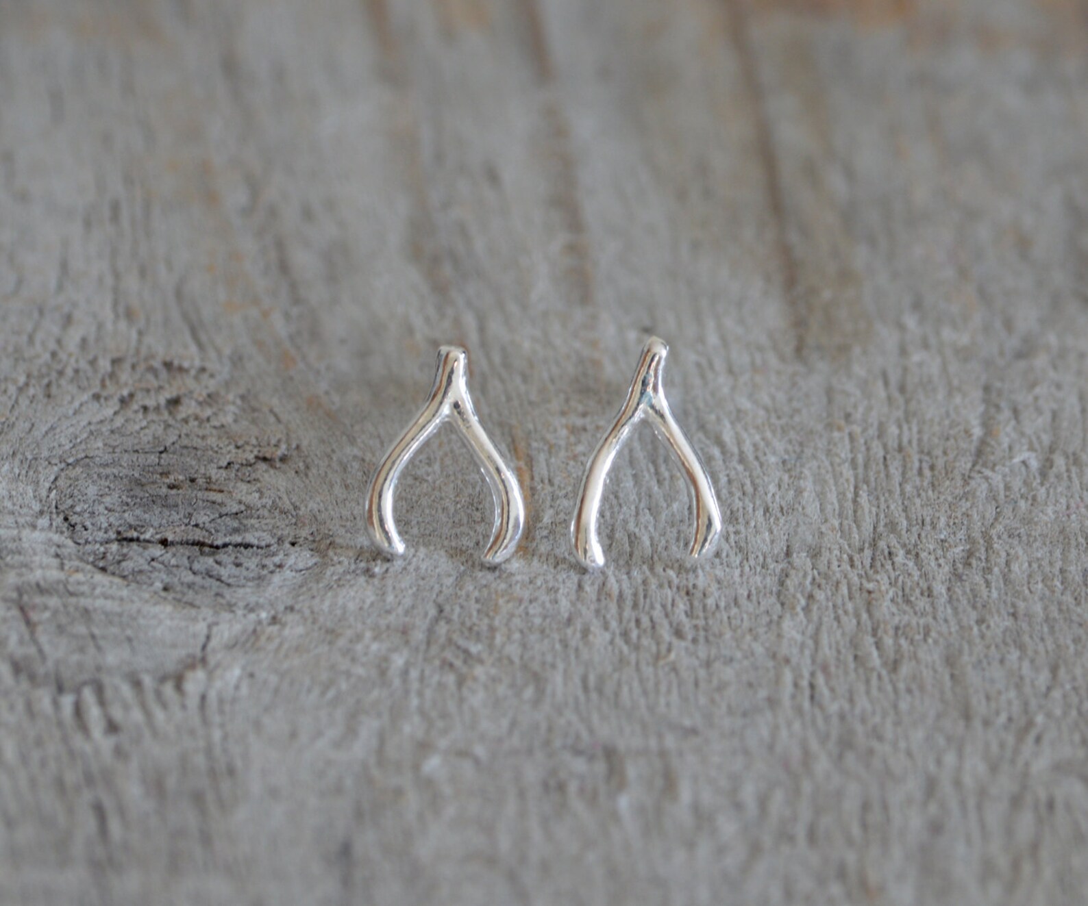 Little Wish Bone Earring Studs in Sterling Silver, Everyday Earrings ...