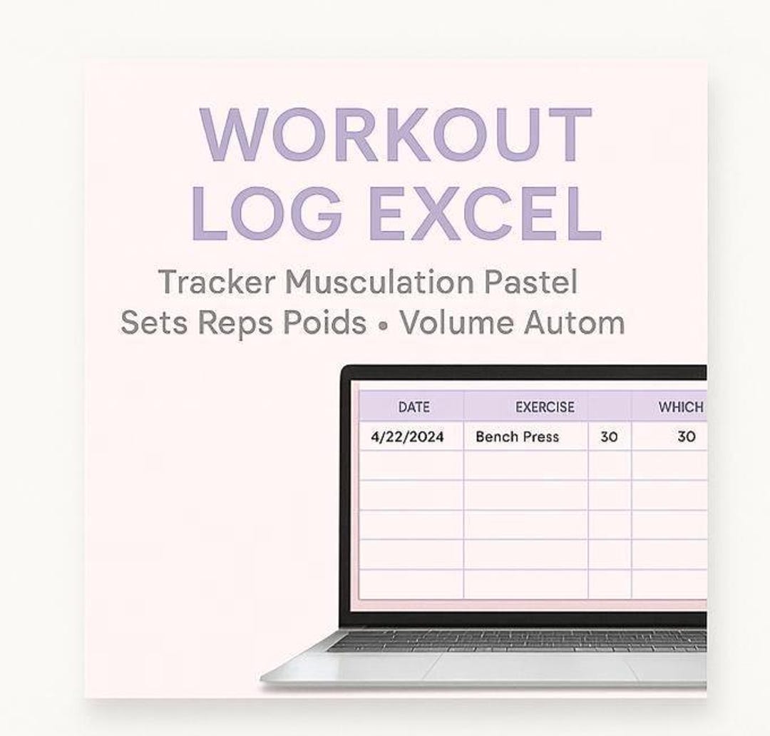 Workout Log Excel • Tracker Musculation Pastel • Sets Reps Poids ...