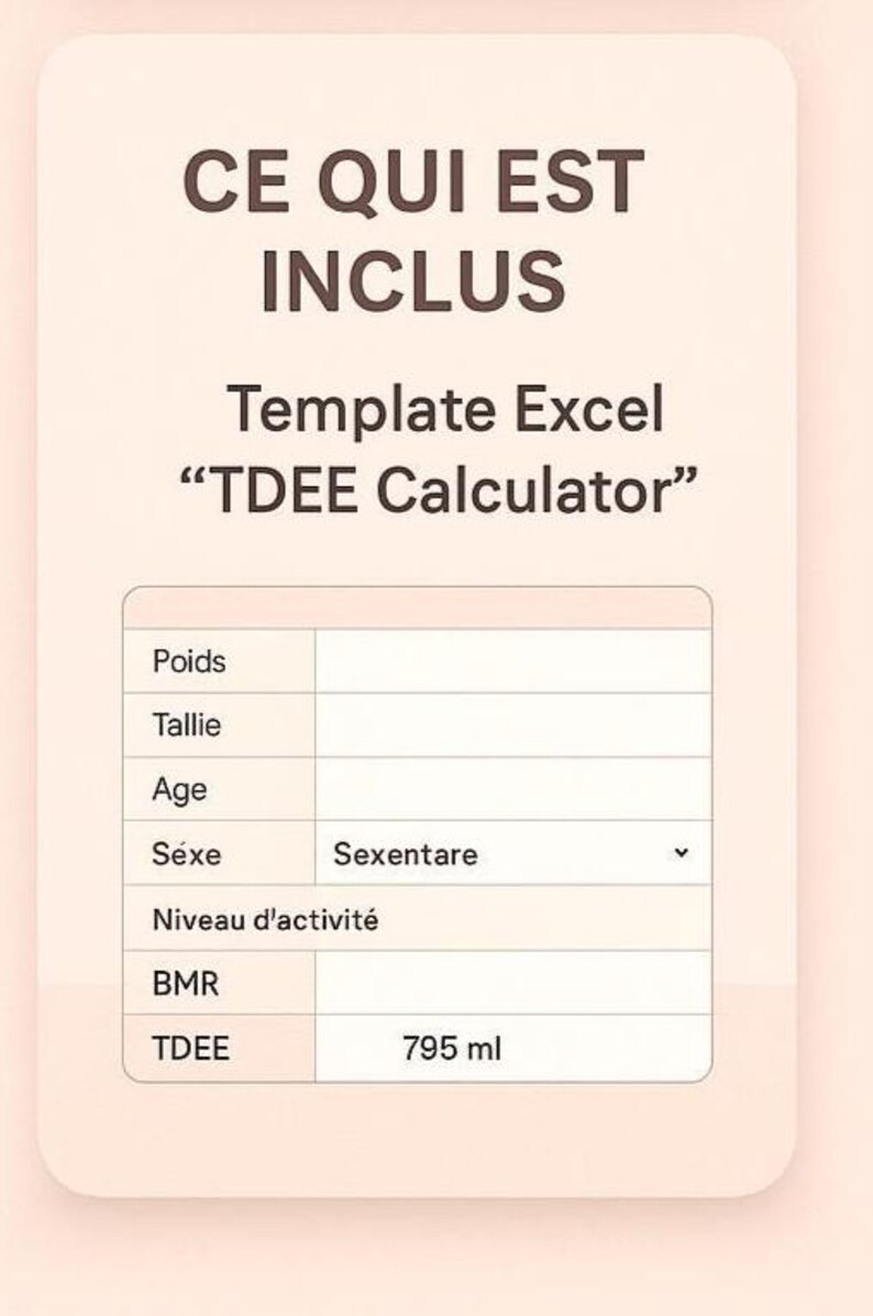 TDEE Calculator Excel • Daily Calorie Expenditure • Calorie Needs ...
