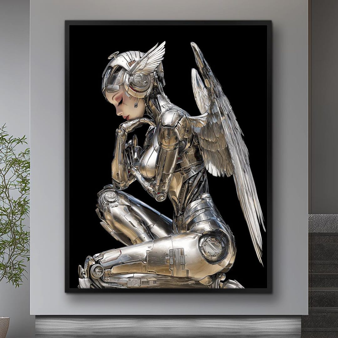 Female Cyborg Wall Art: Futuristic Chrome Robot - Modern Sci-fi Decor ...