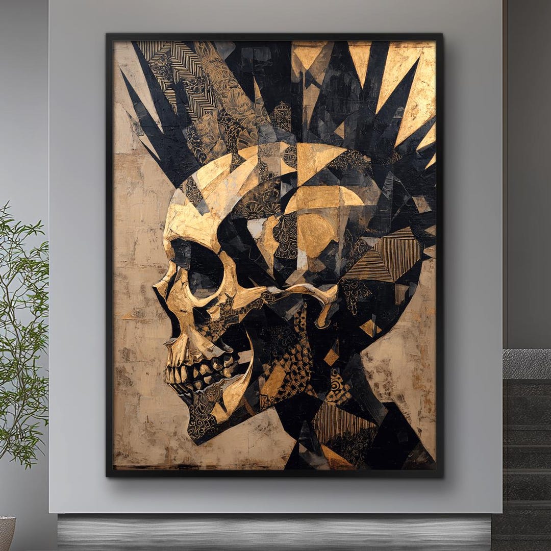 Abstract Gold Graffiti Skull Art Print – Modern Edgy Wall Decor - Etsy