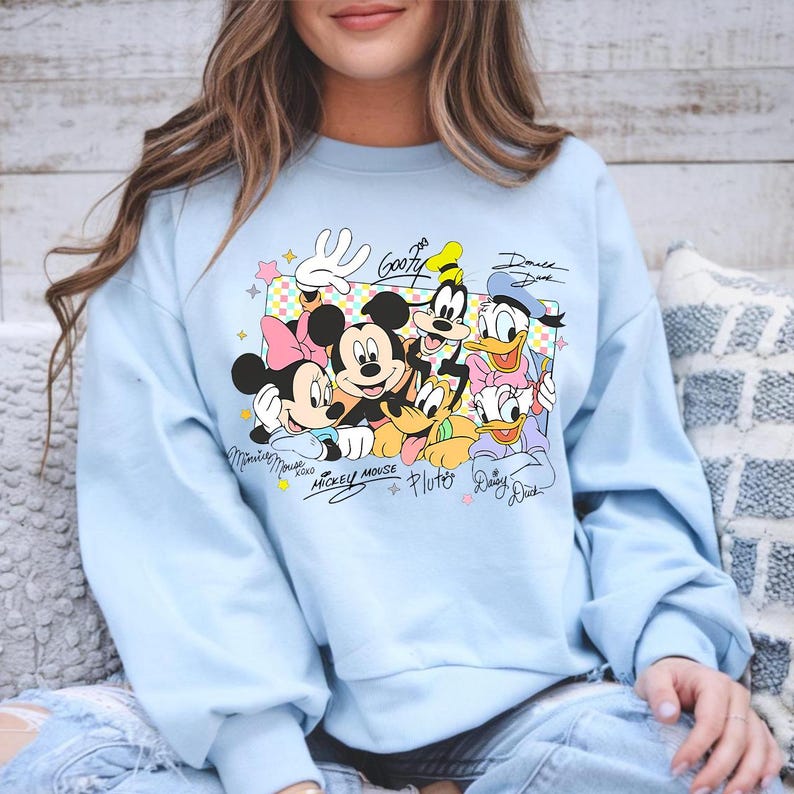 Comfort Colors® Retro Mickey and Friends Signatures Png, Magic Kingdom ...
