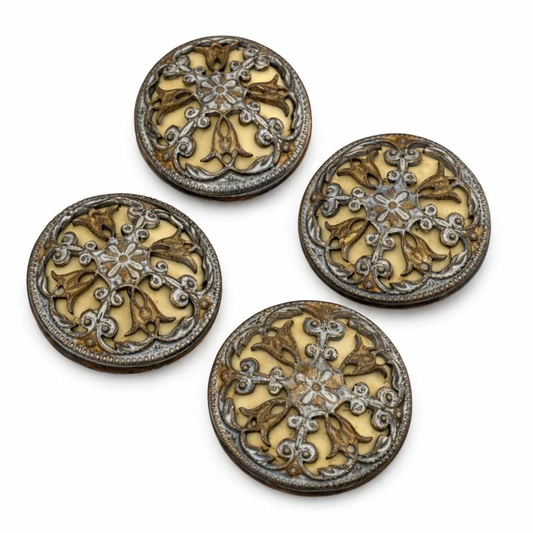 Set of 4 Vintage Filigree Buttons, Cream Resin, 1/2 Inch - Etsy