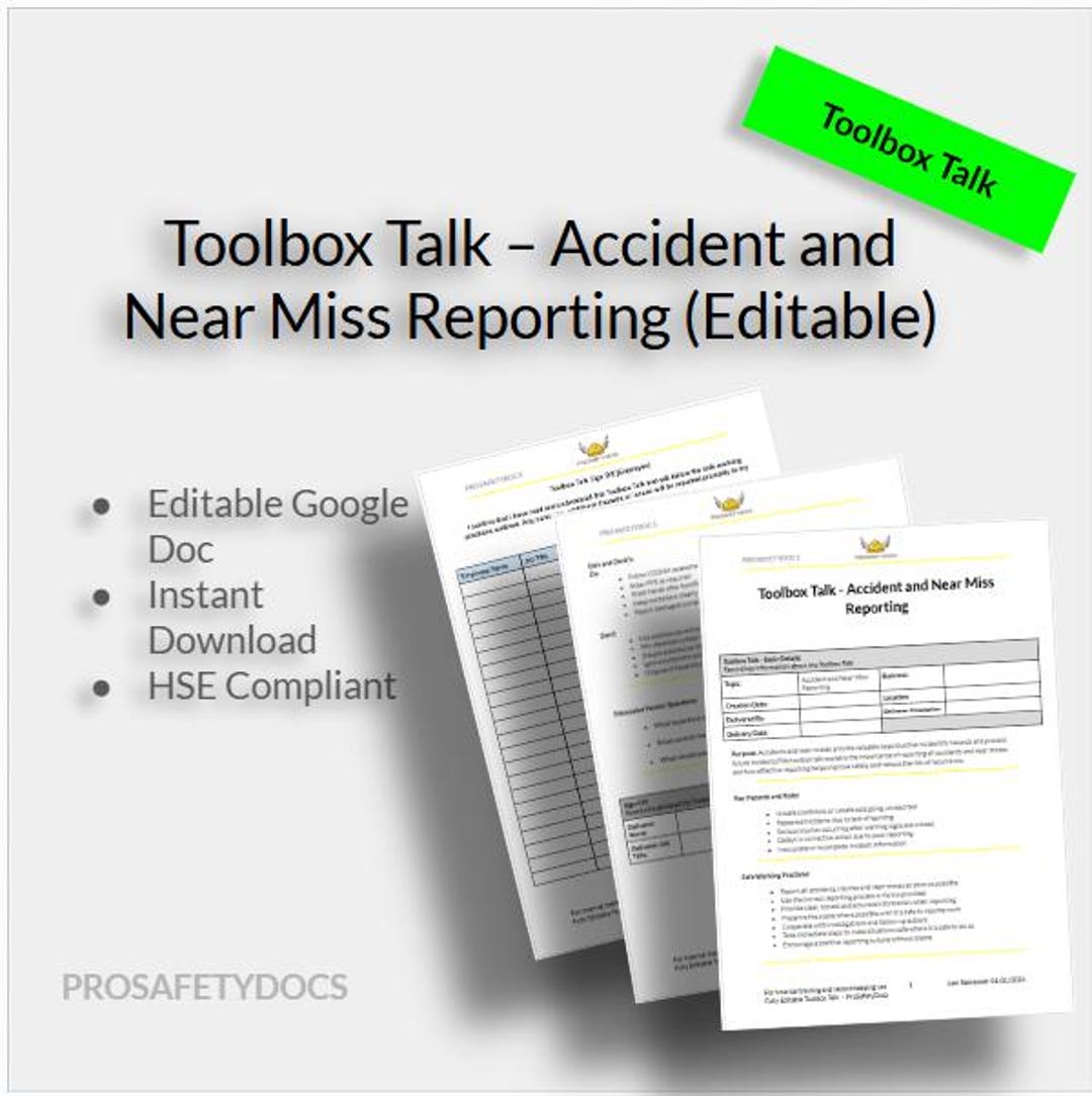 Accident and Near Miss Reporting Toolbox Talk – Workplace Health ...