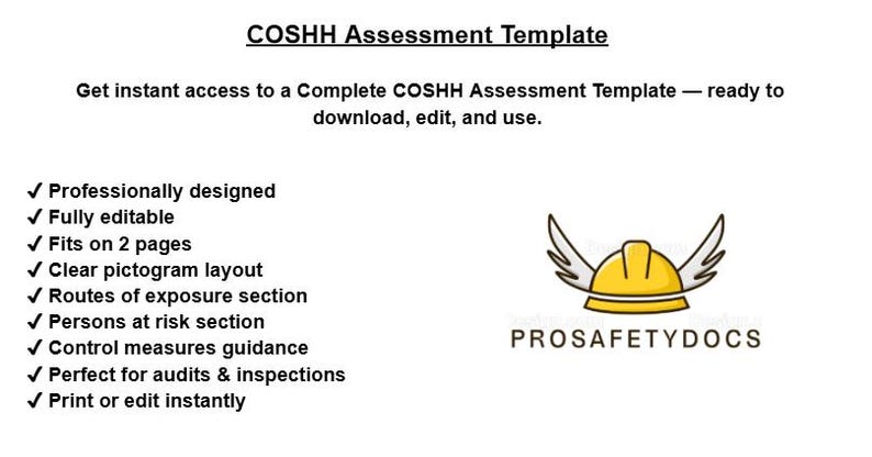 COSHH Assessment Template | Editable Chemical Risk Assessment (instant ...