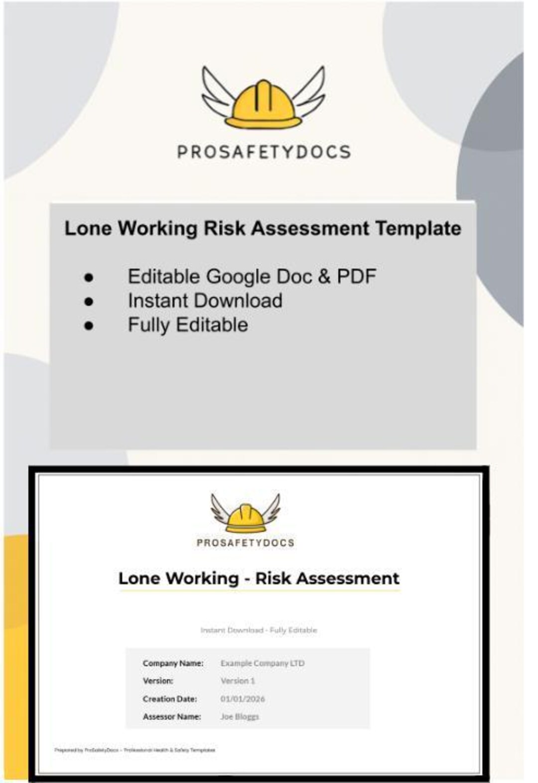 Lone Working Risk Assessment Template | Editable Google Docs and PDF ...