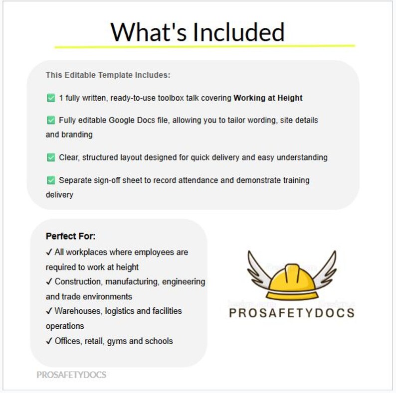 Working at Height Toolbox Talk – Workplace Health & Safety - Etsy
