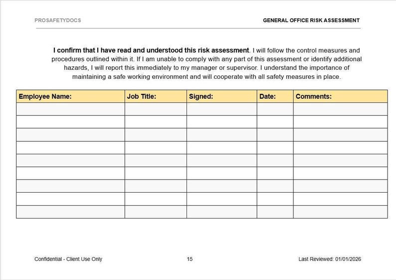 Manual Handling Risk Assessment | Editable Google Docs and PDF | Health ...