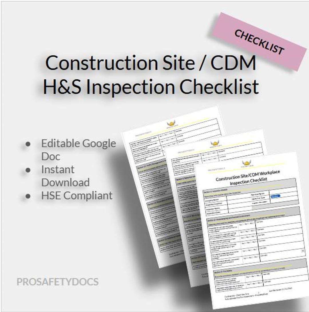 Construction Site Health & Safety Inspection Checklist (CDM Compliant ...