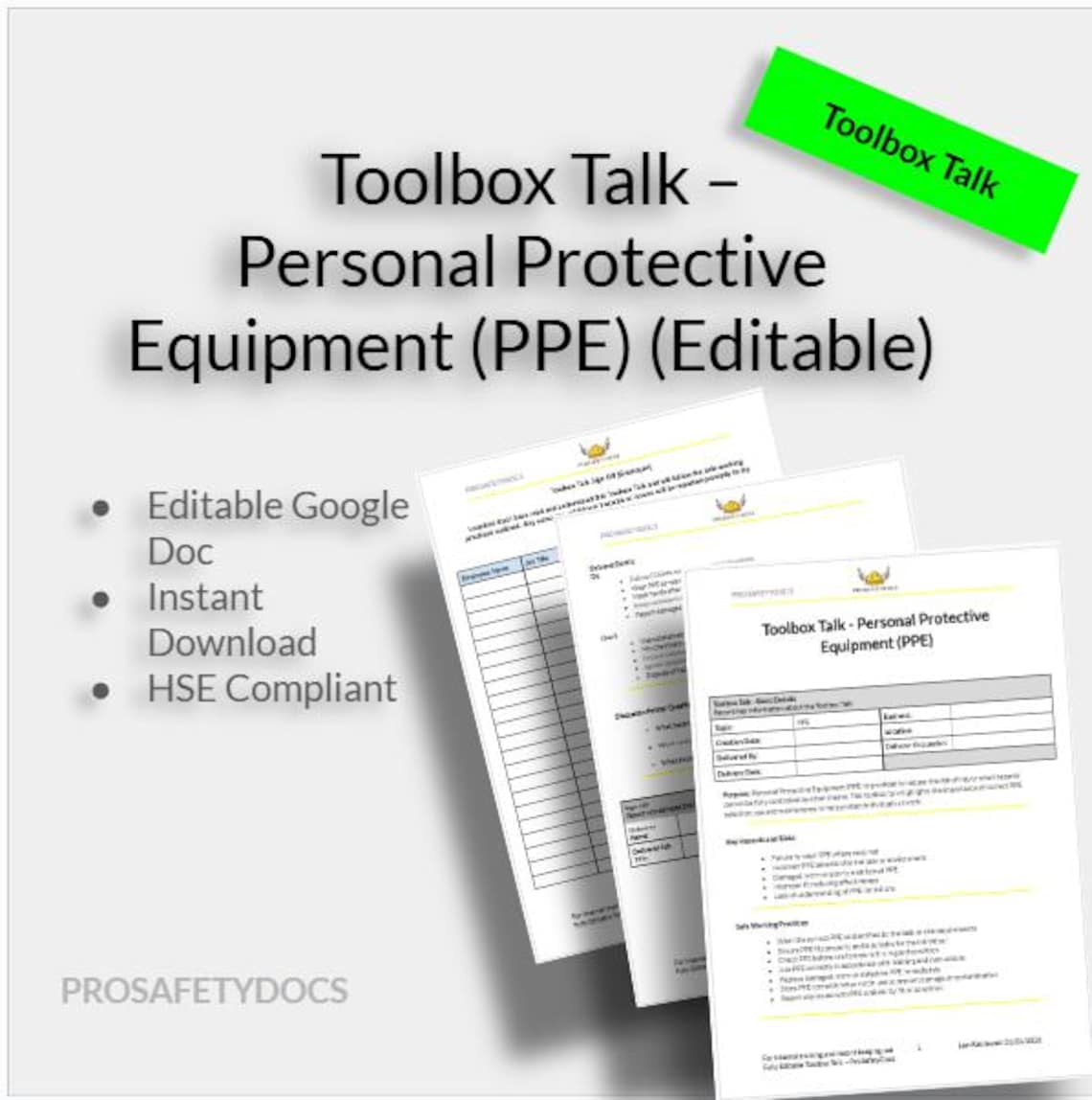 Personal Protective Equipment (PPE) Toolbox Talk – Workplace Health ...