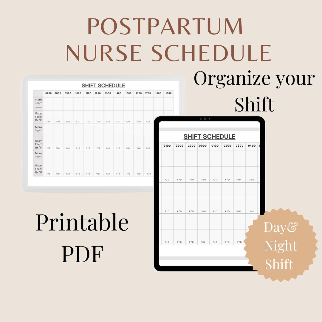 Printable Labor & Delivery Shift Schedule | Mother Baby Postpartum ...