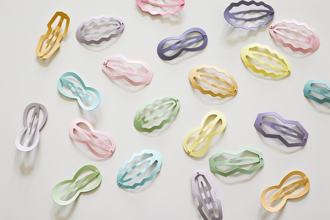 4 Pcs Large Pastel-color Snap Clips | Geometric Shape Hair Clips ...