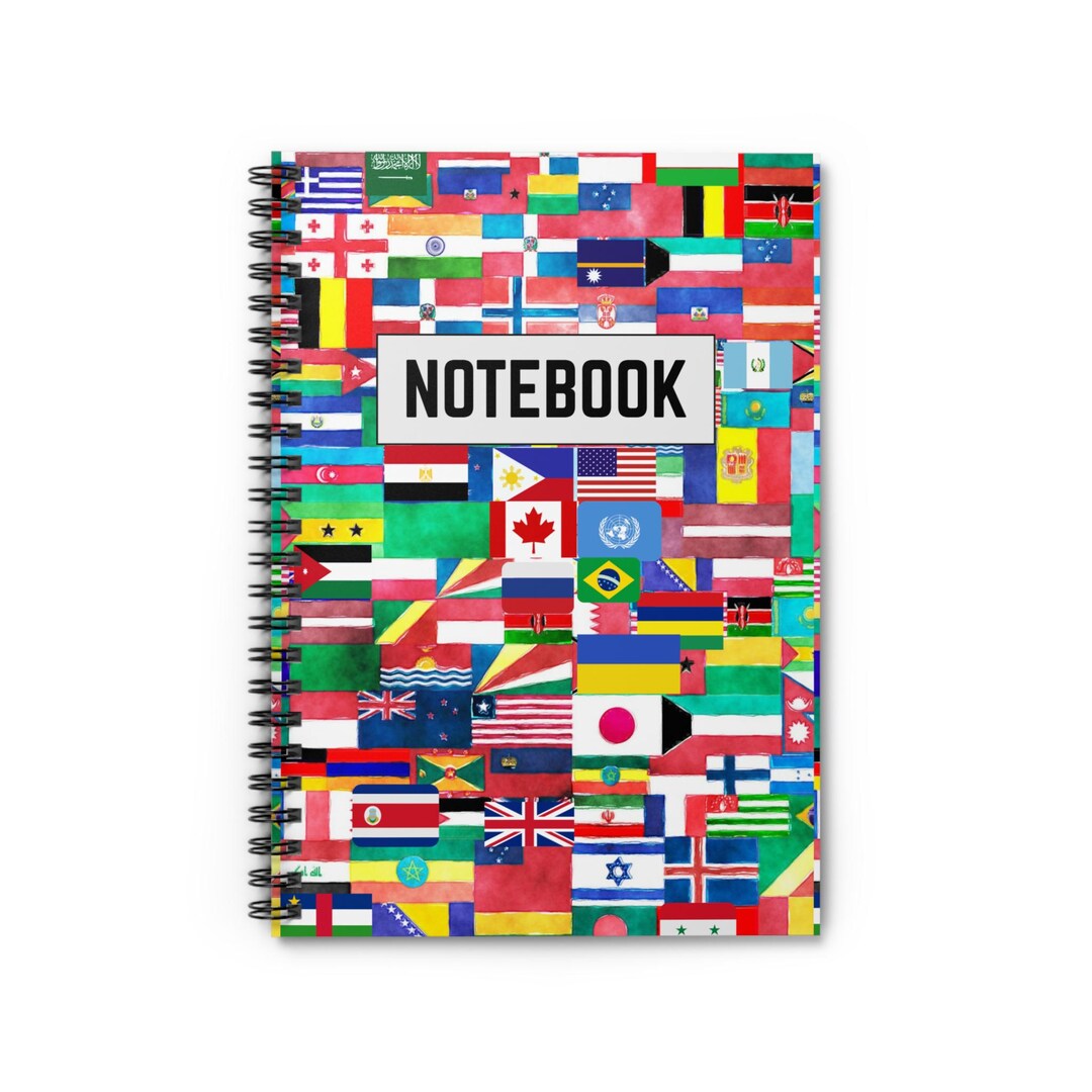 International Flags Collage Notebook Spiral Notebook, Ruled Journal - Etsy