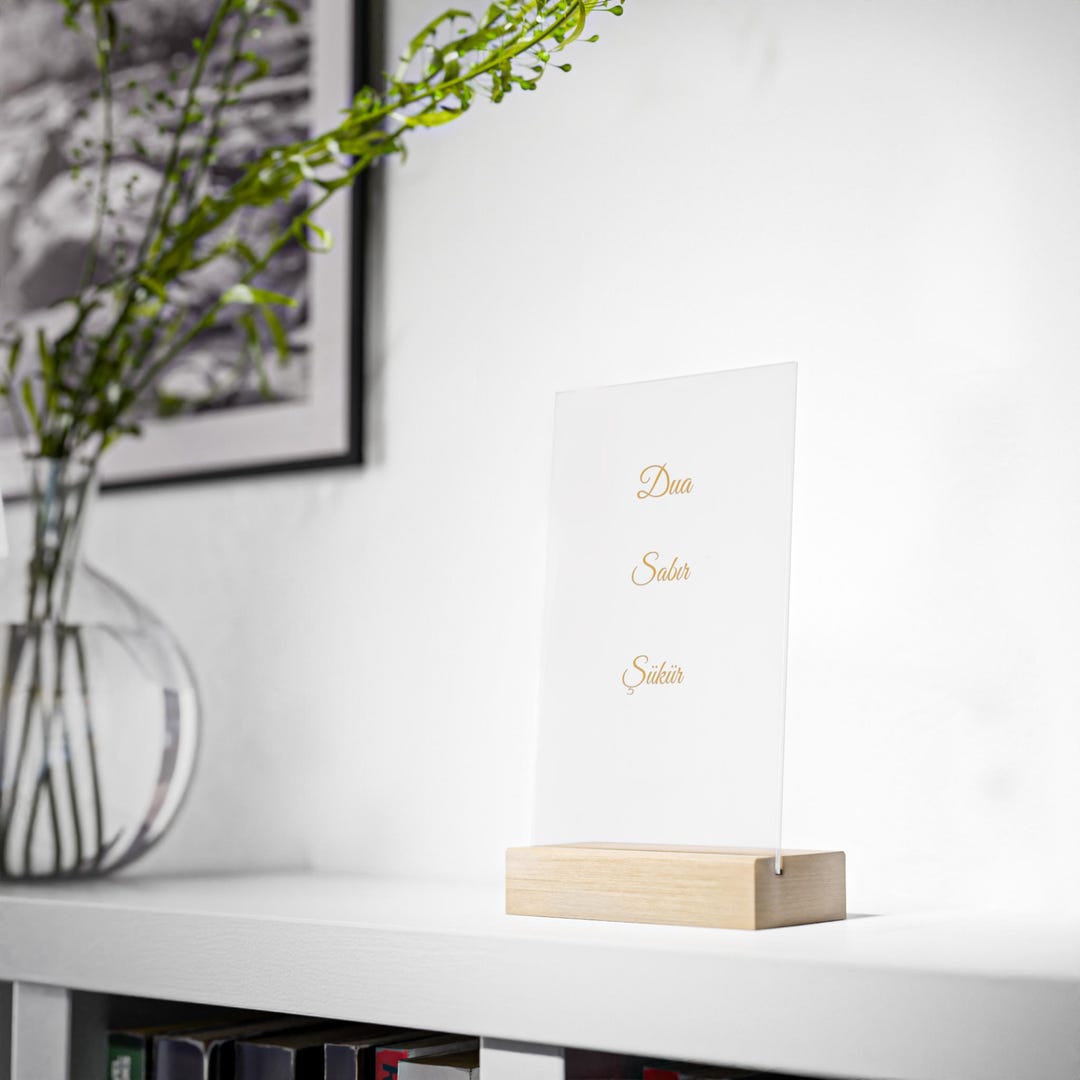 Acrylic Sign With Wooden Stand for Dua, Sabir, Sükür - Acrylic Sign ...
