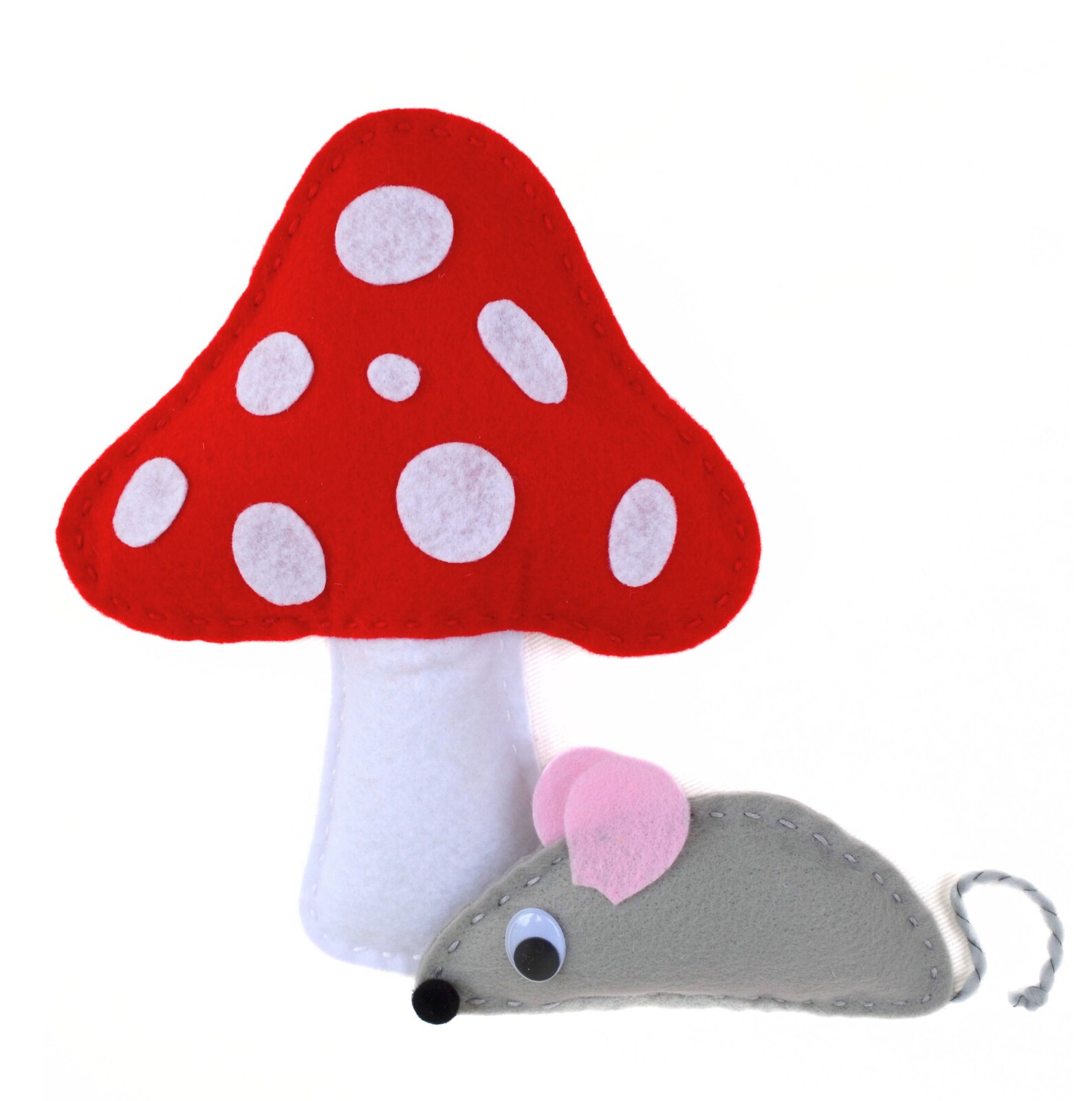 Learn to Sew Kit for Kids Red Spotted Toadstool and Grey Field Mouse - Etsy