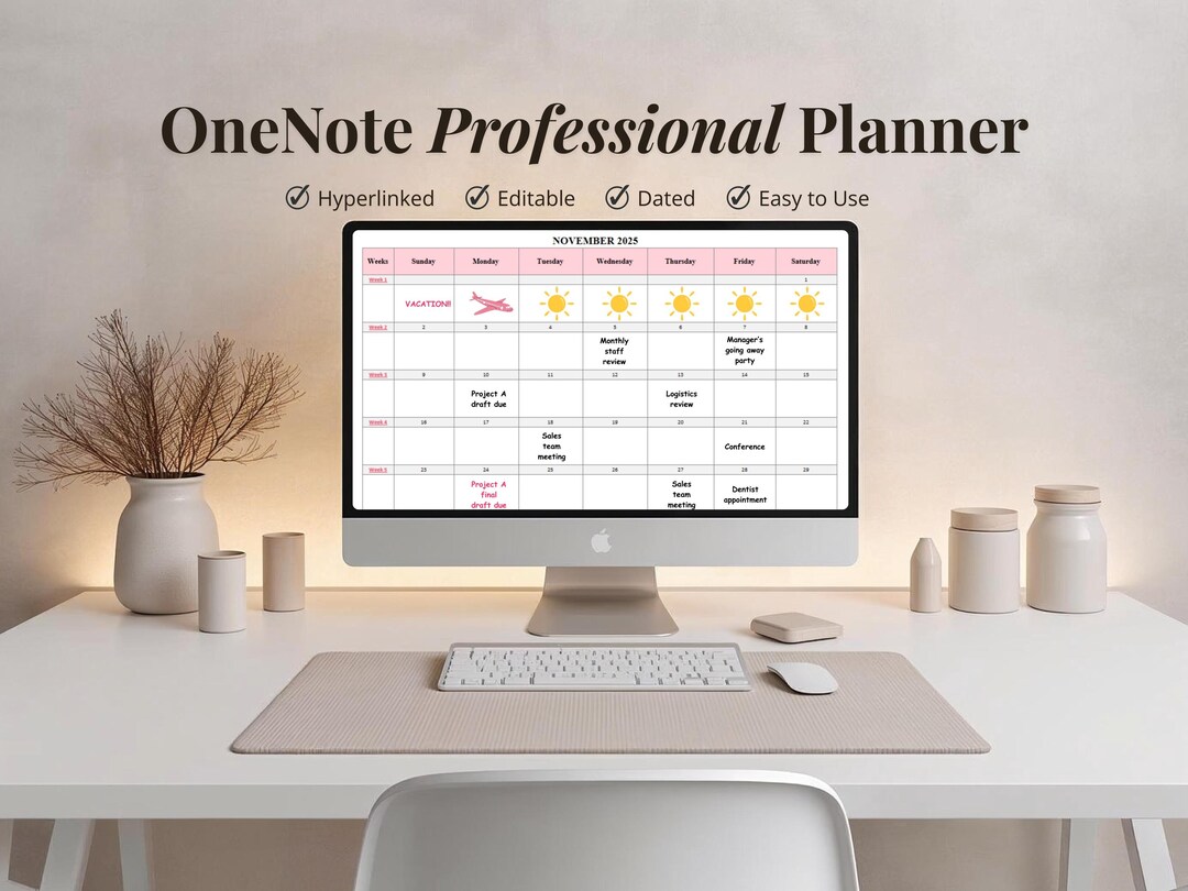Professional Onenote Template, Productivity Planner for Work, Onenote ...