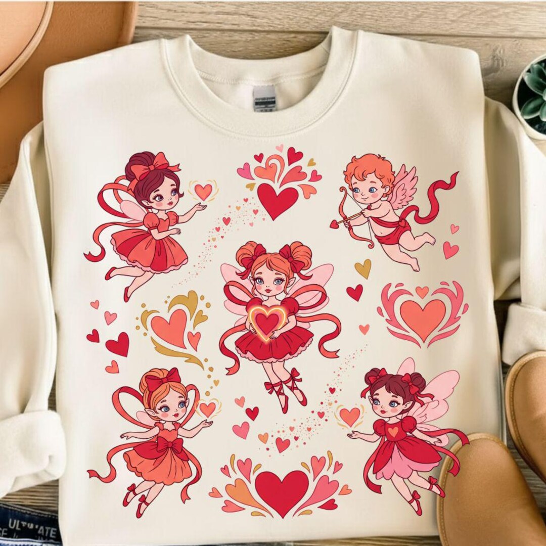 Valentine Fairy Clipart Bundle PNG, Cute Cupid Fairy Girl, Heart Love ...