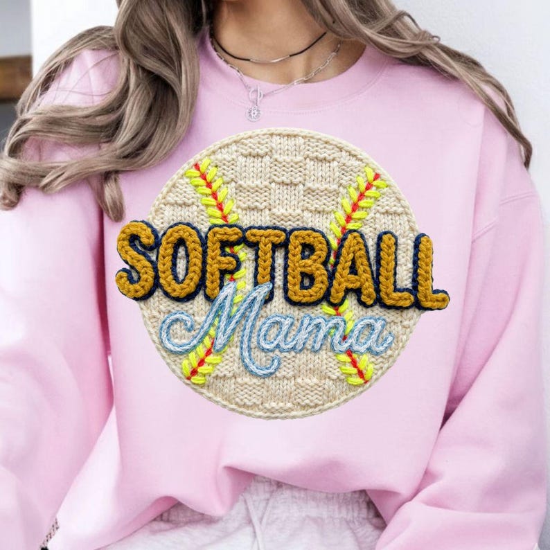 Softball Mama PNG, Faux Embroidery Softball Design, Sports Mom Shirt ...