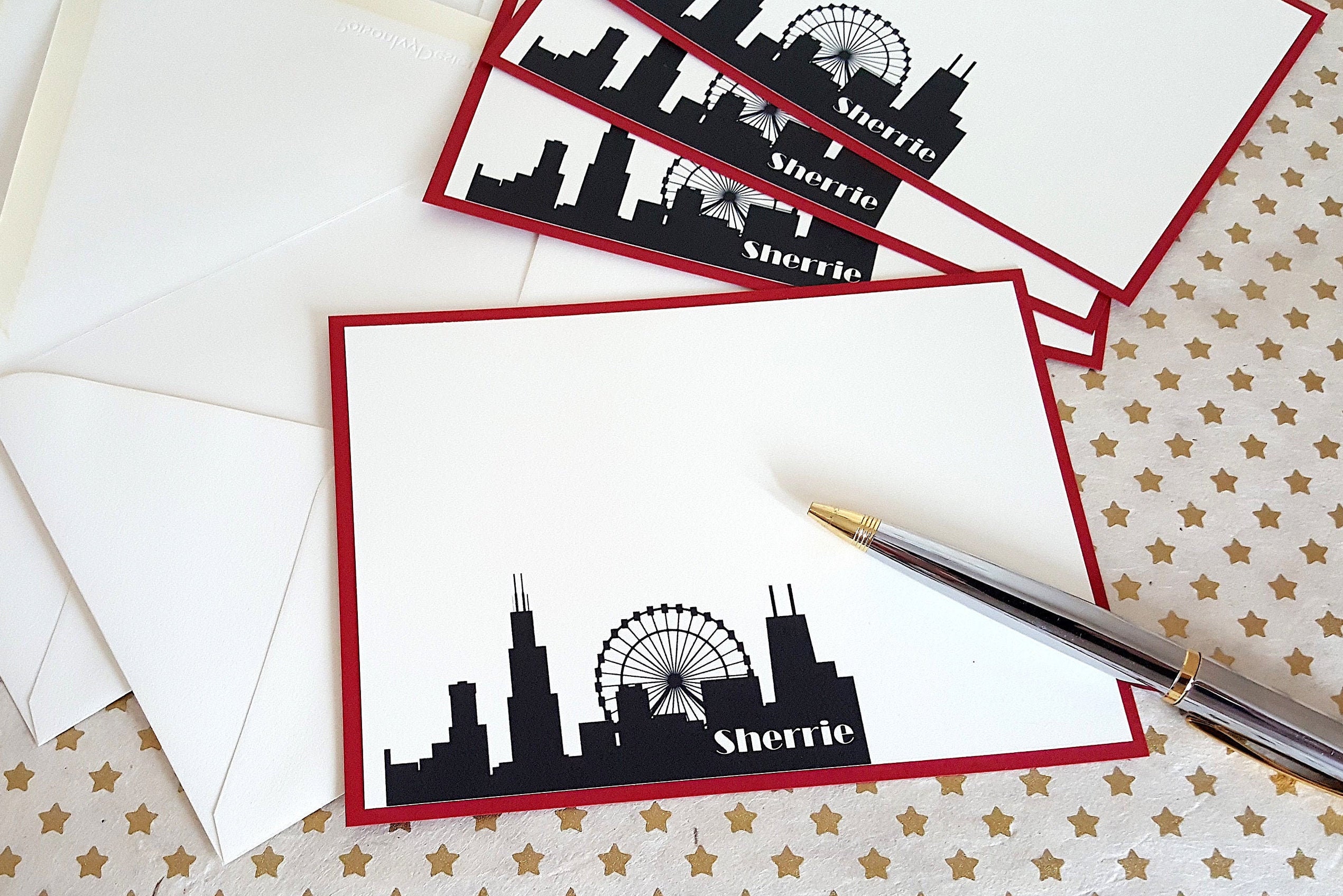 Chicago Stationery Chicago Notecards Custom Chicago | Etsy