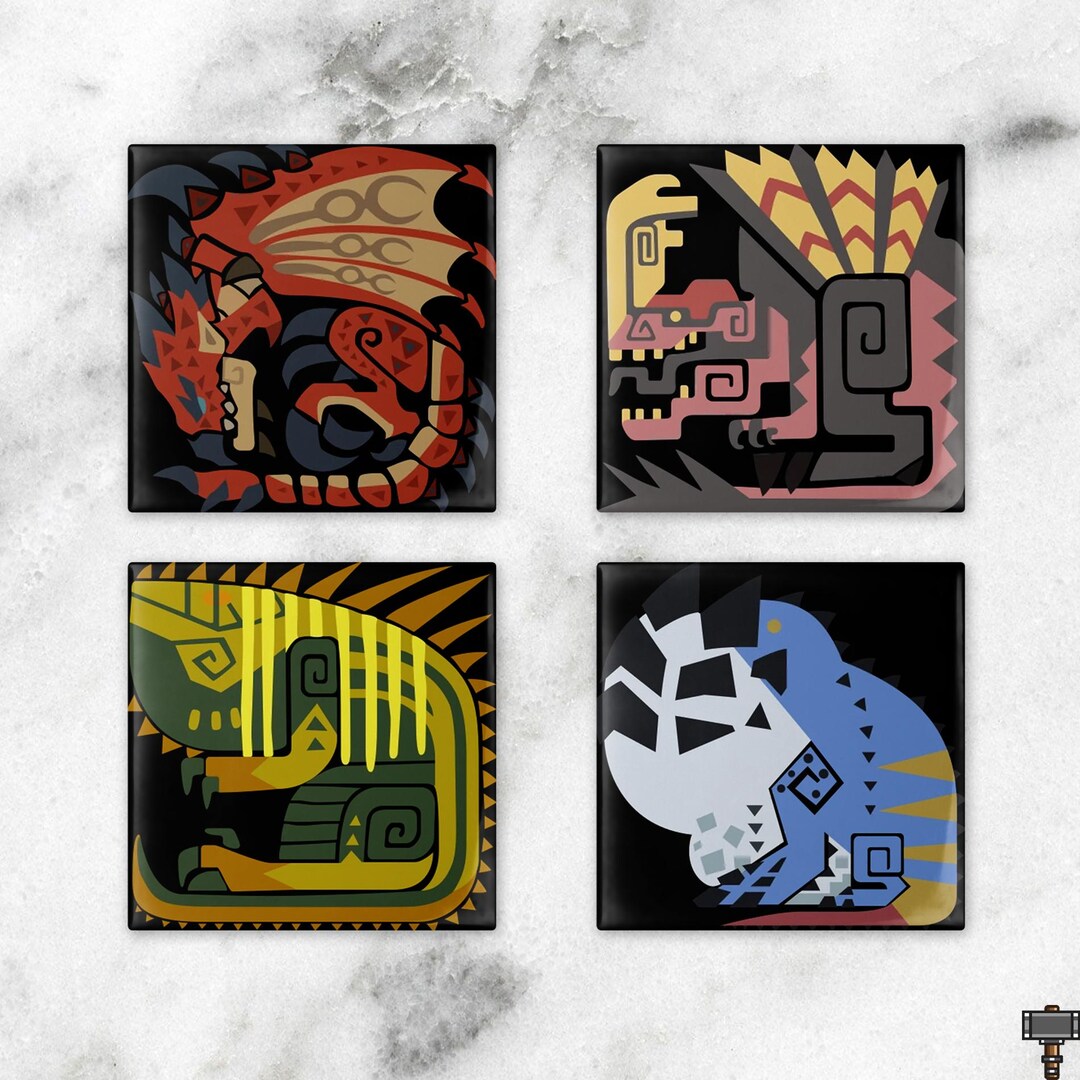 Monster Hunter Ceramic Coasters Set Stone Set Drink Coffee Cup Game ...