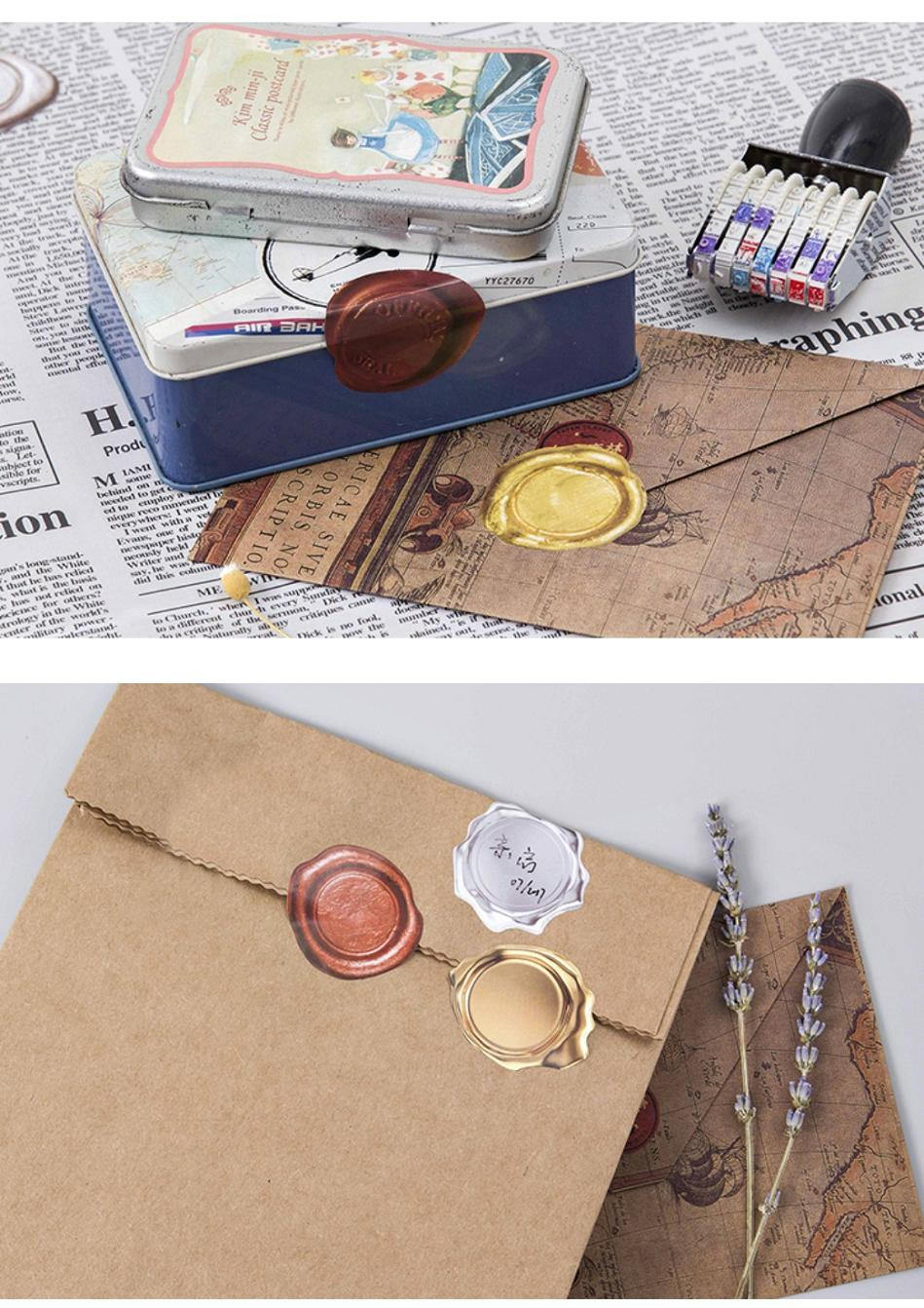 Paper Deco Label Seal Set Sealing Wax 45 Pcs | Etsy