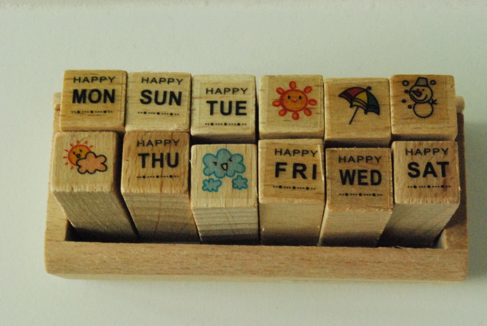 Wooden Rubber Stamp Set Mini Diary Stamp Set Week Days and - Etsy