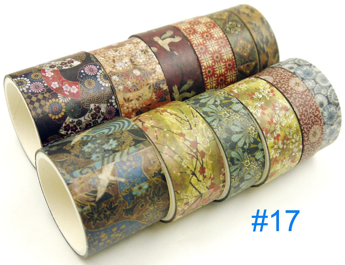 Japonisme 07 - Japanese Washi Masking Tape Set - 12 Rolls - 2.2 Yard ...