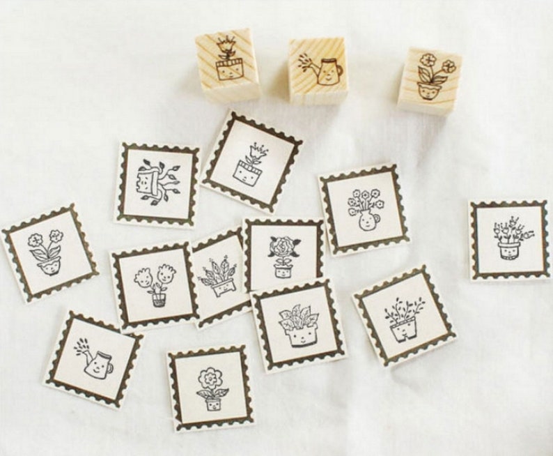 Wooden Rubber Stamp Set DIY Cat Pattern Stamps 12 Pcs | Etsy