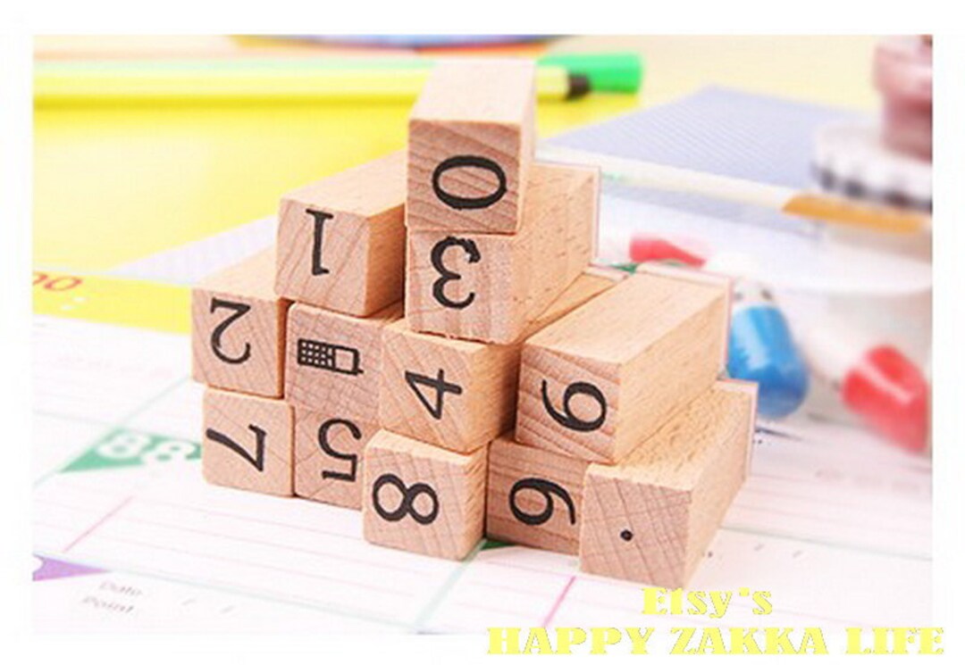 Wooden Rubber Stamp Set - Mini Diary Stamp Set - Number - 12 Pcs - Etsy