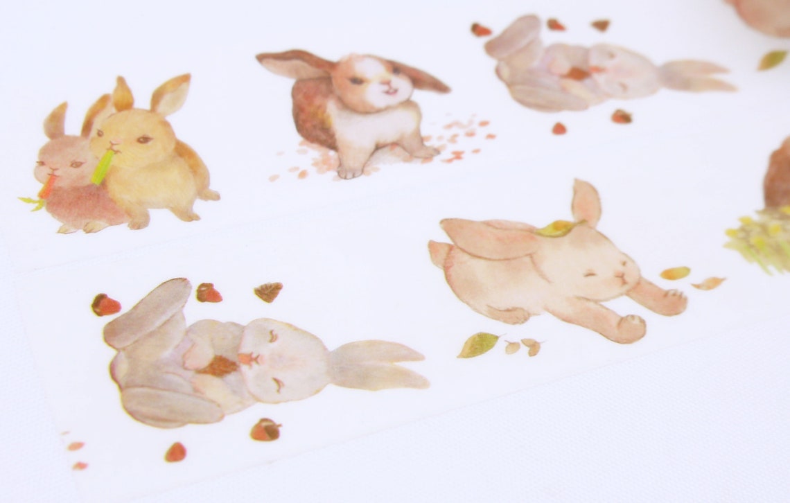 Cute Rabbit - Japanese Washi Masking Tape - 28mm Wide - 3.3 Yard - No ...