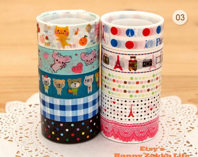 Translucent Narrow Sticker Tape Set 03 5.5 Yards Each Roll 10 Rolls - Etsy