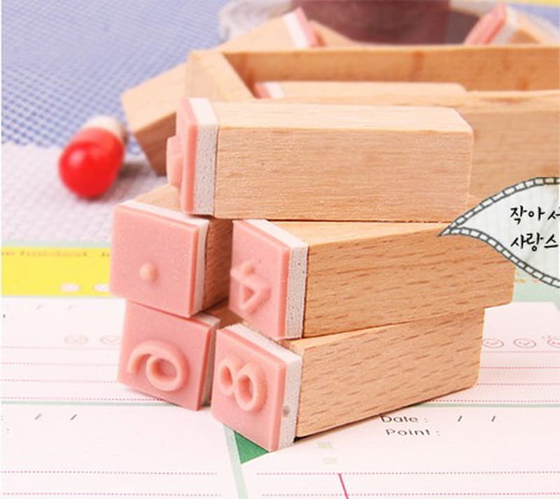 Wooden Rubber Stamp Set Mini Diary Stamp Set Number 12 | Etsy