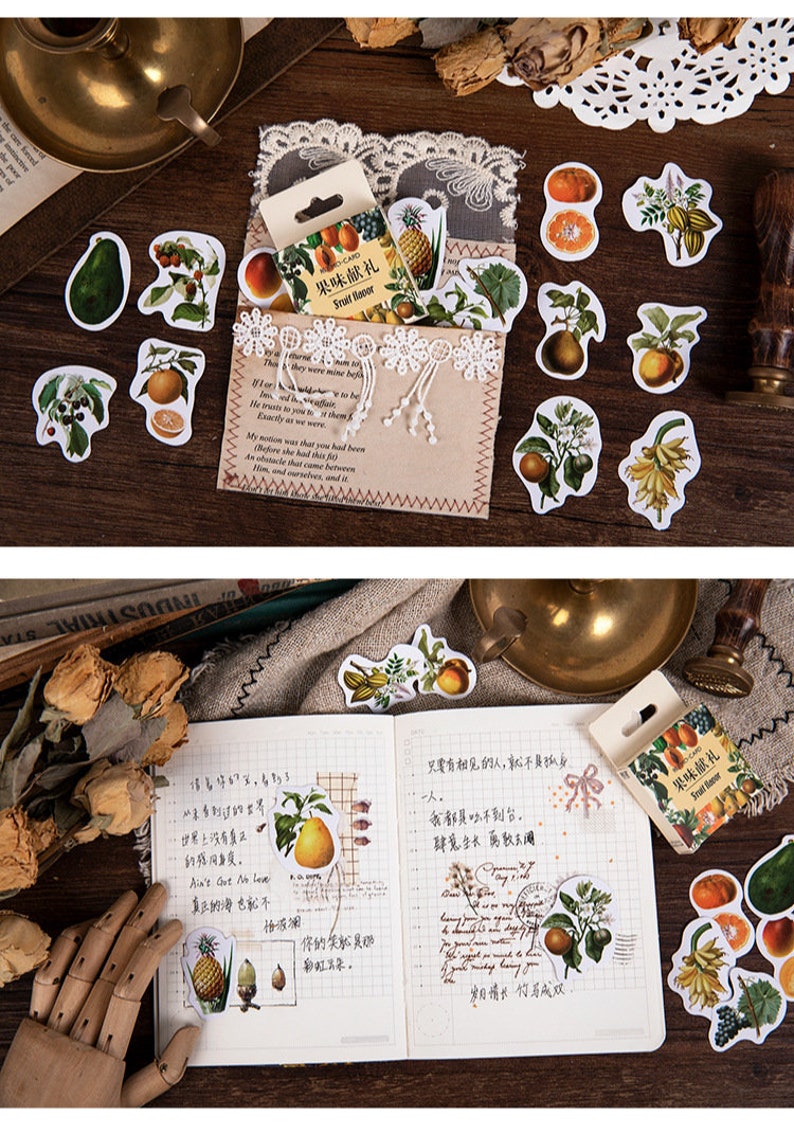 Paper Deco Label Seal Set Fruit 45 Pcs | Etsy